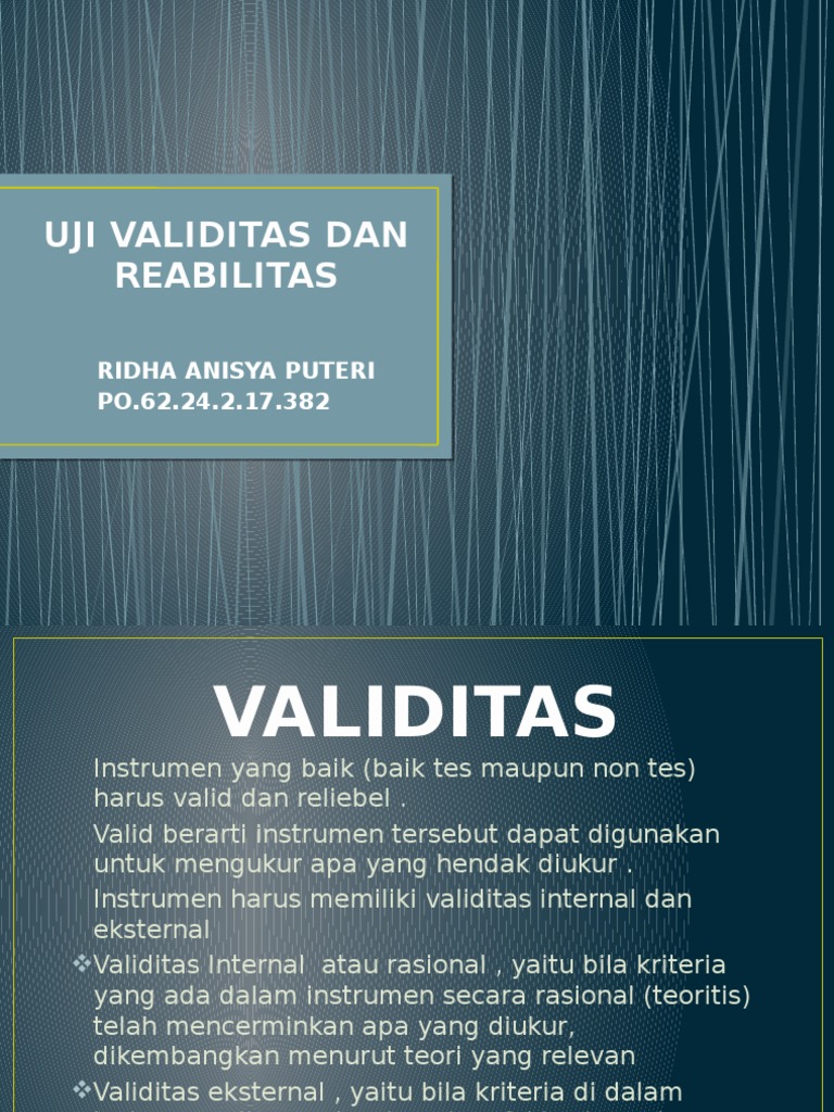 Uji Validitas Dan Reliabilitas | PDF