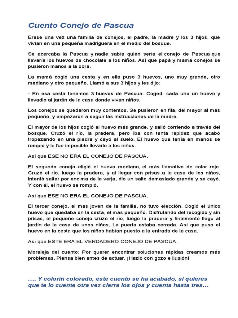 Cuento Conejo de Pascua | PDF | Pascua de Resurrección