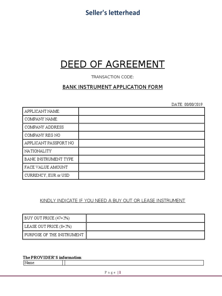 Sample DOA For Lease & Sale SBLC 16.12.19 | PDF | Letter Of Credit ...