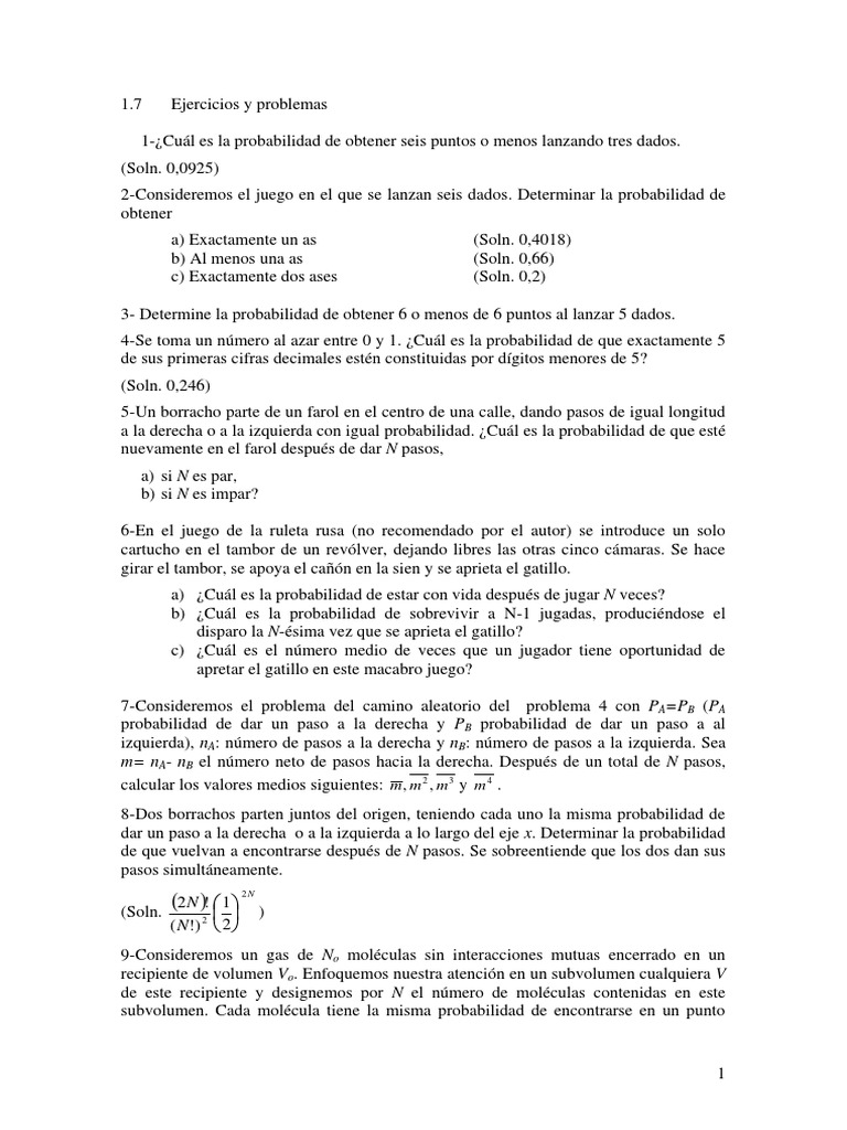 ME-Cap1-Ejercicios y Problemas PDF | PDF | Circulo | Probabilidad