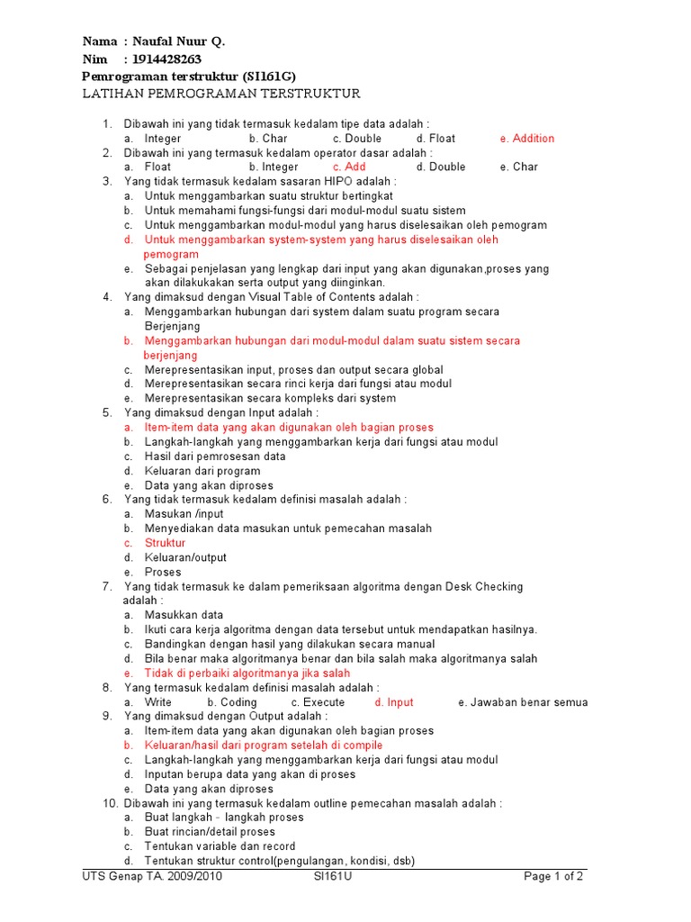 Latihan Pemrograman Terstruktur-1 | PDF