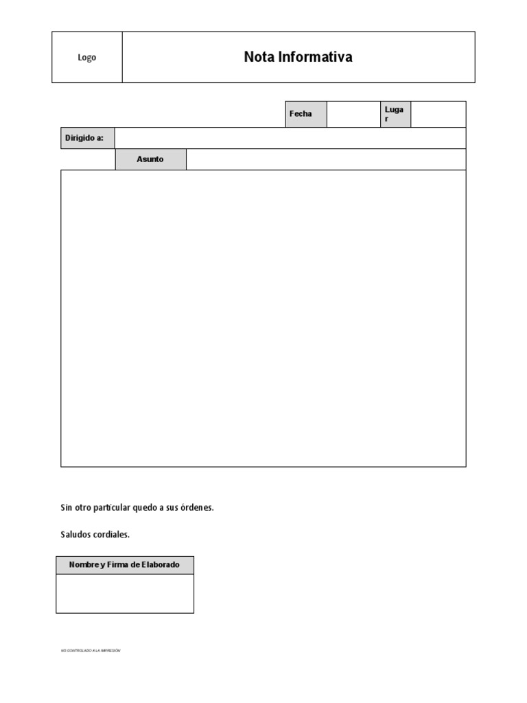 Formato de Nota Informativa | PDF