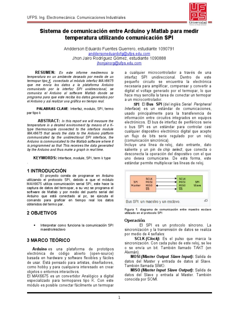 Sistema de Comunicación Entre Arduino y Matlab para Medir Temperatura Utilizando Comunicación ...
