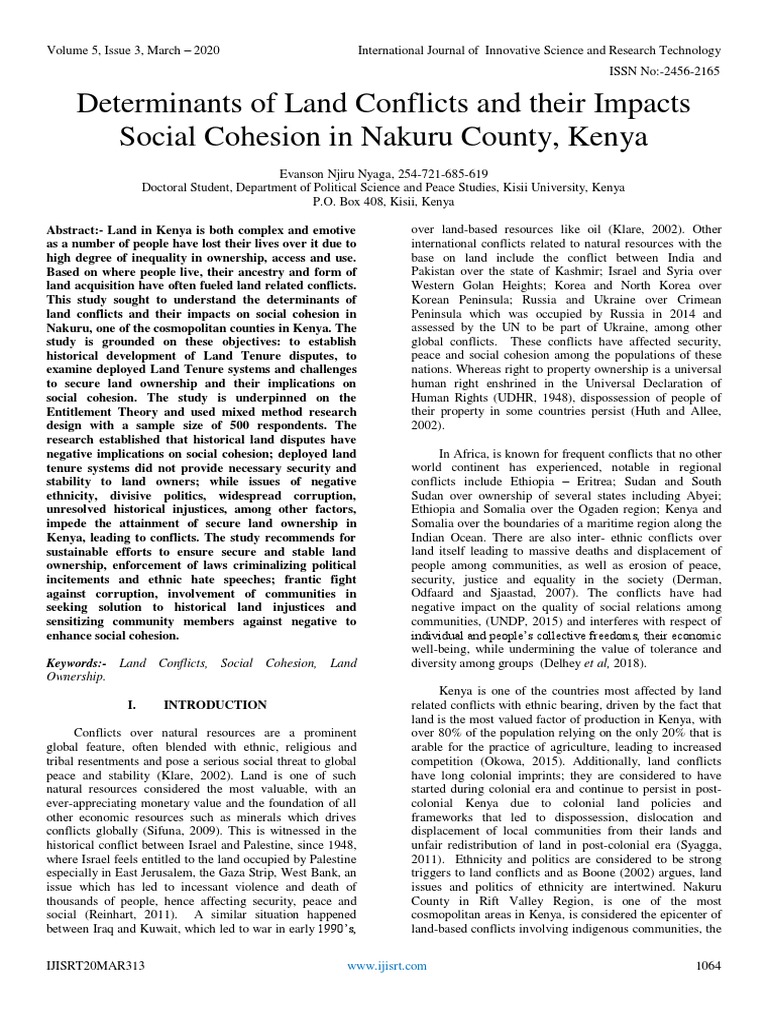 Determinants of Land Conflicts and Their Impacts | PDF | Property ...
