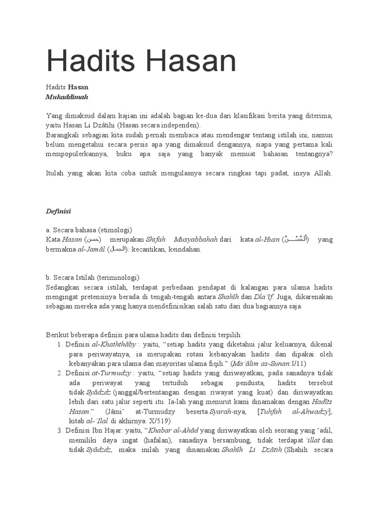 Hadits Hasan | PDF | Agama & Spiritualitas