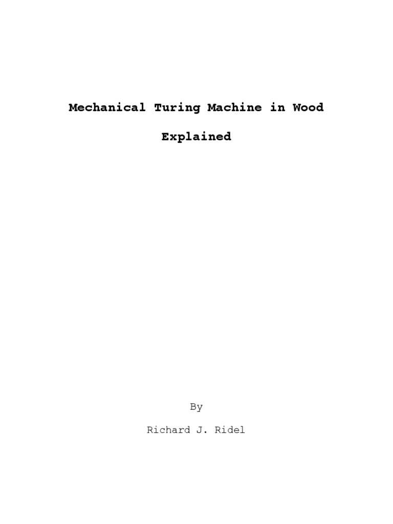 Wooden Mechanical Turing Machine | PDF | Machines | Computer Engineering