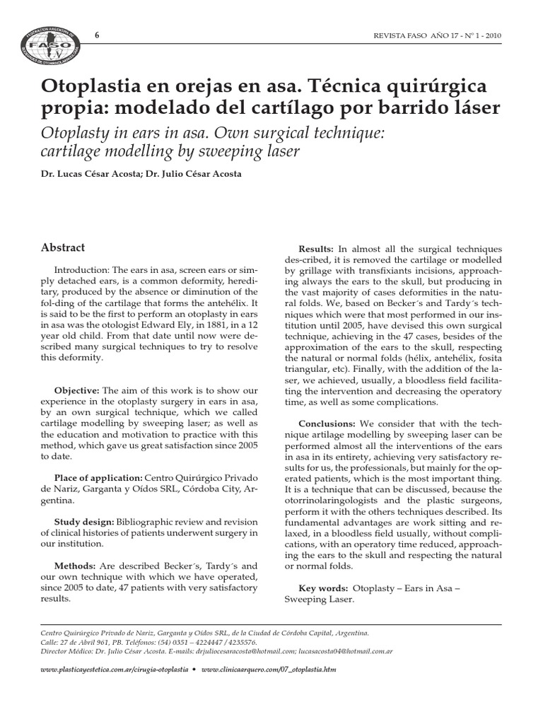 1 Otoplastia en Orejas en Asa | PDF | Surgery | Human Anatomy
