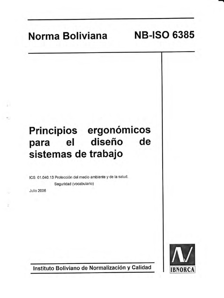 NB-ISO 6385 Principios Ergonómicos | PDF | Factores humanos y ergonomía | Diseño