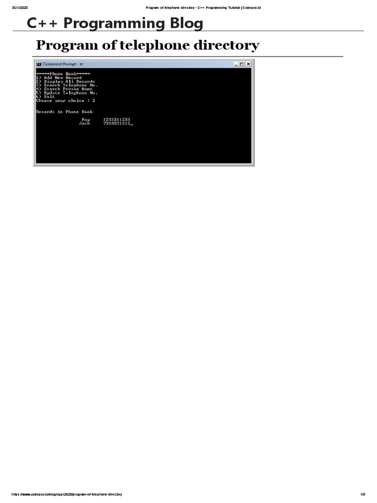 Program of Telephone Directory - C++ Programming Tutorial - Codepoc ...