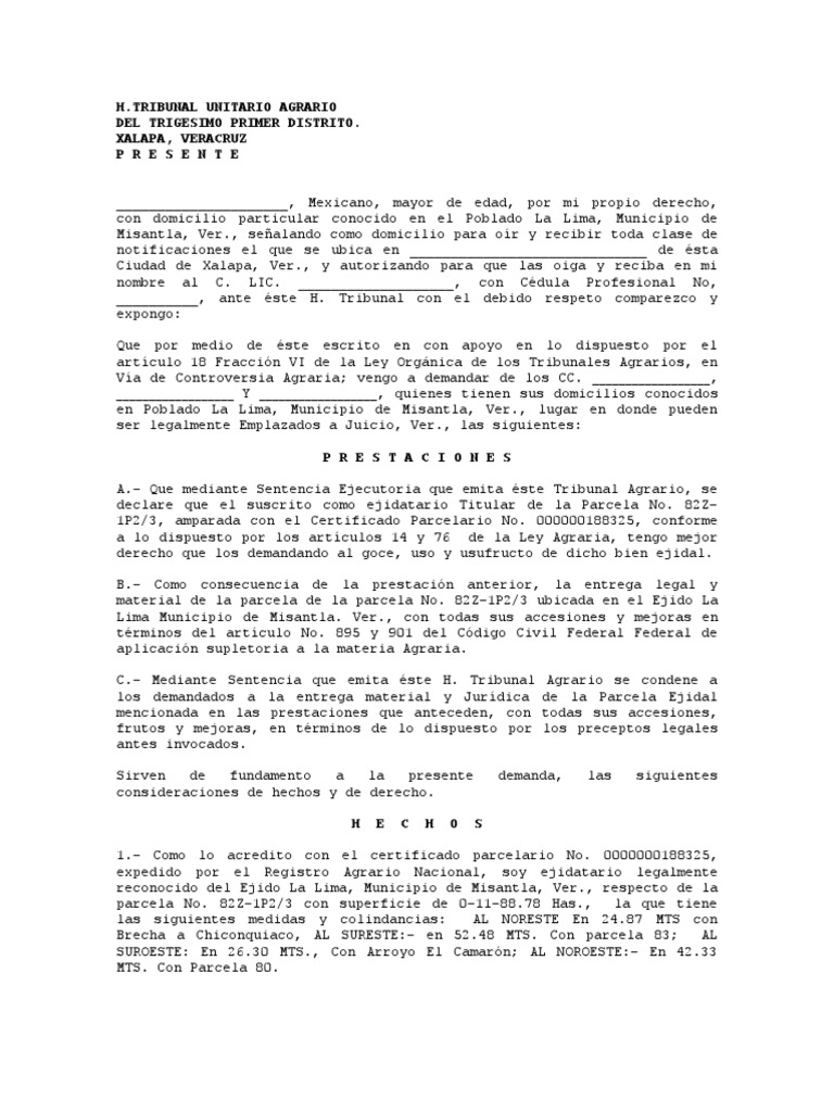 Demanda Agraria 2 | PDF | Demanda judicial | Esfera pública