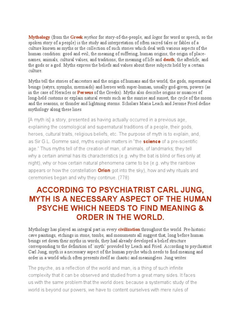 According To Psychiatrist Carl Jung, Myth Is A Necessary Aspect of The ...