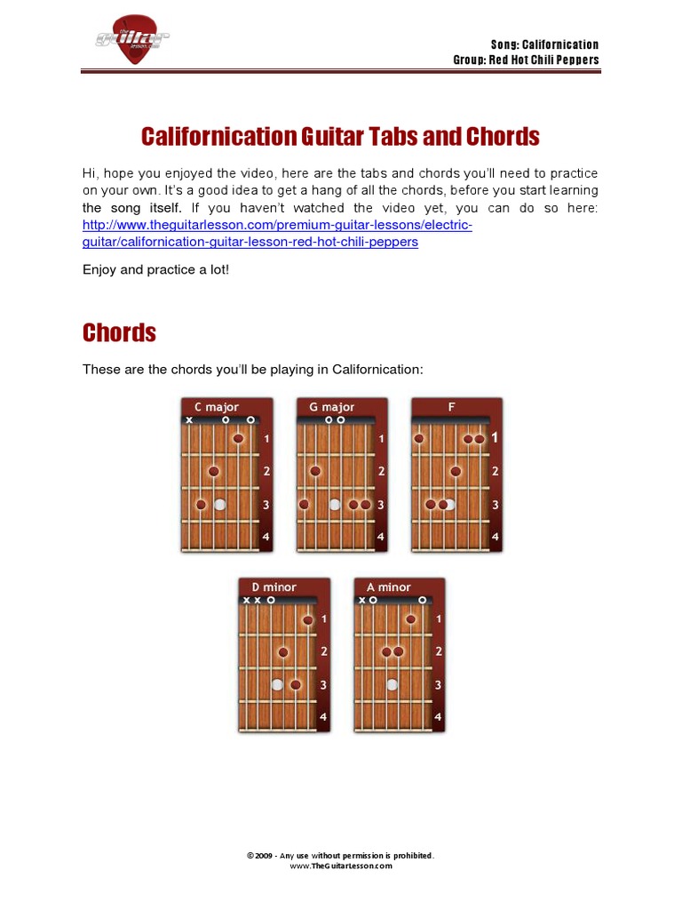 Californication Guitar Tabs and Chords: Guitar/californication-Guitar ...