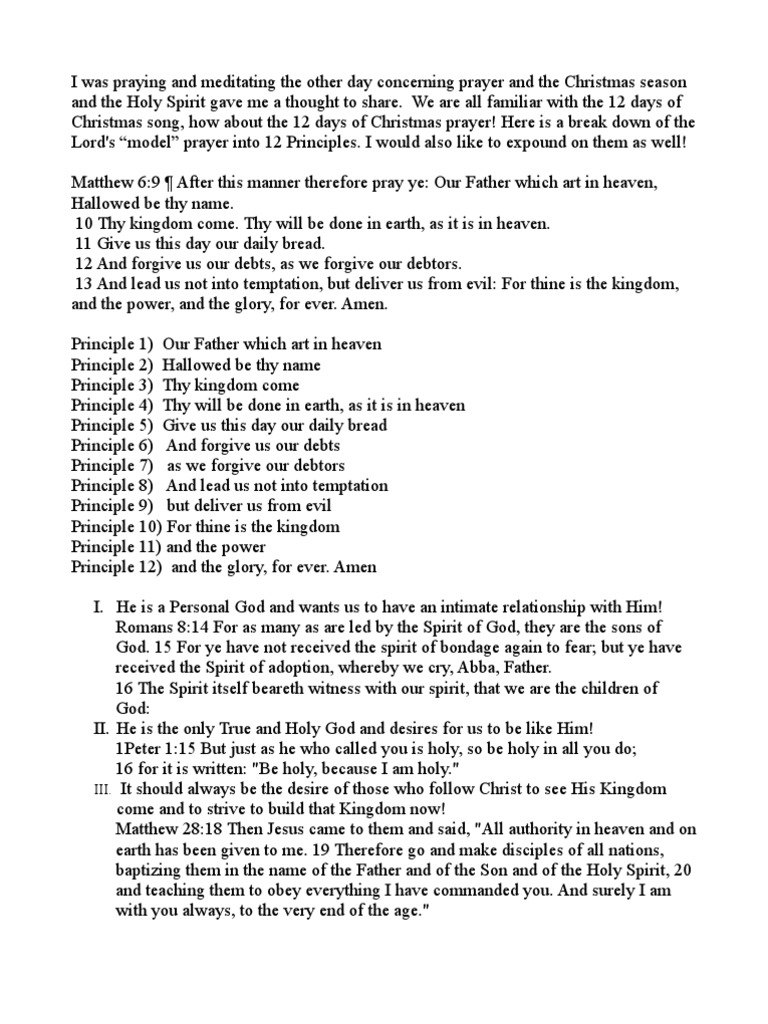 12 Principles of Prayer | PDF | Lord's Prayer | God The Father