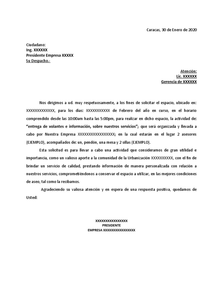 Solicitud de espacio para actividad informativa sobre servicios | PDF