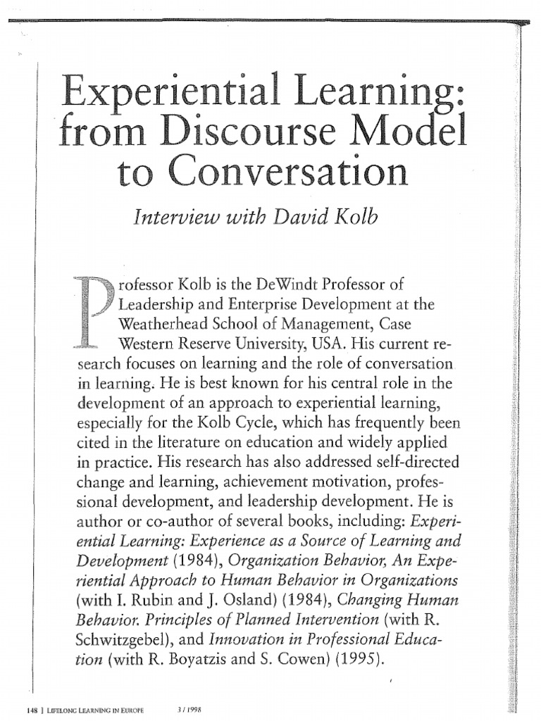 Experiential Learning From Discourse Model To Conversation | PDF ...
