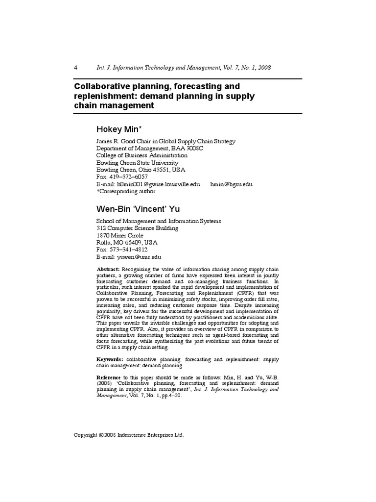Collaborative Planning, Forecasting and Replenishment Demand Planning ...