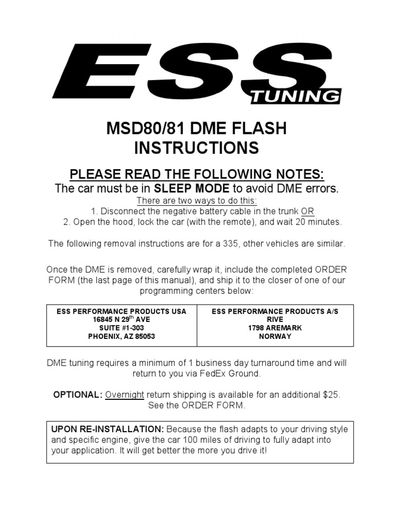 Msd80/81 Dme Flash Instructions: Please Read The Following Notes | PDF ...