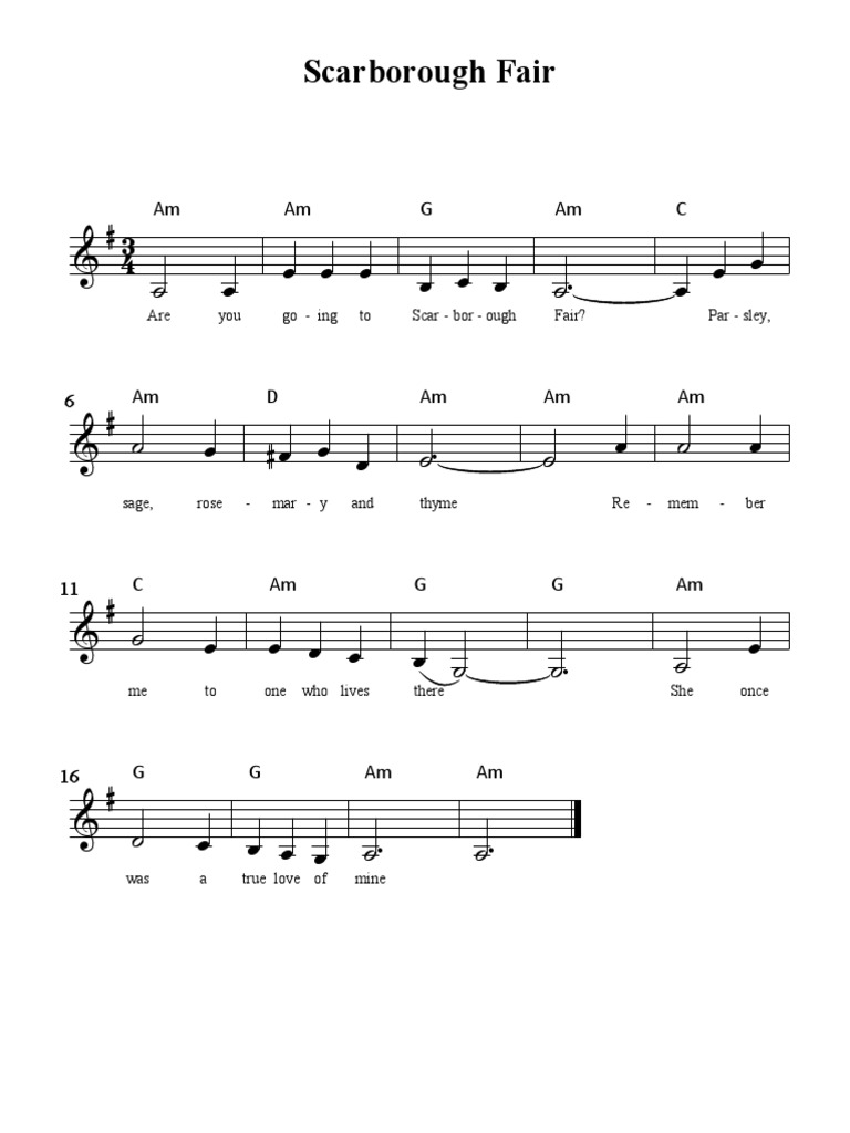 Scarborough Fair Lyrics and Chords | PDF