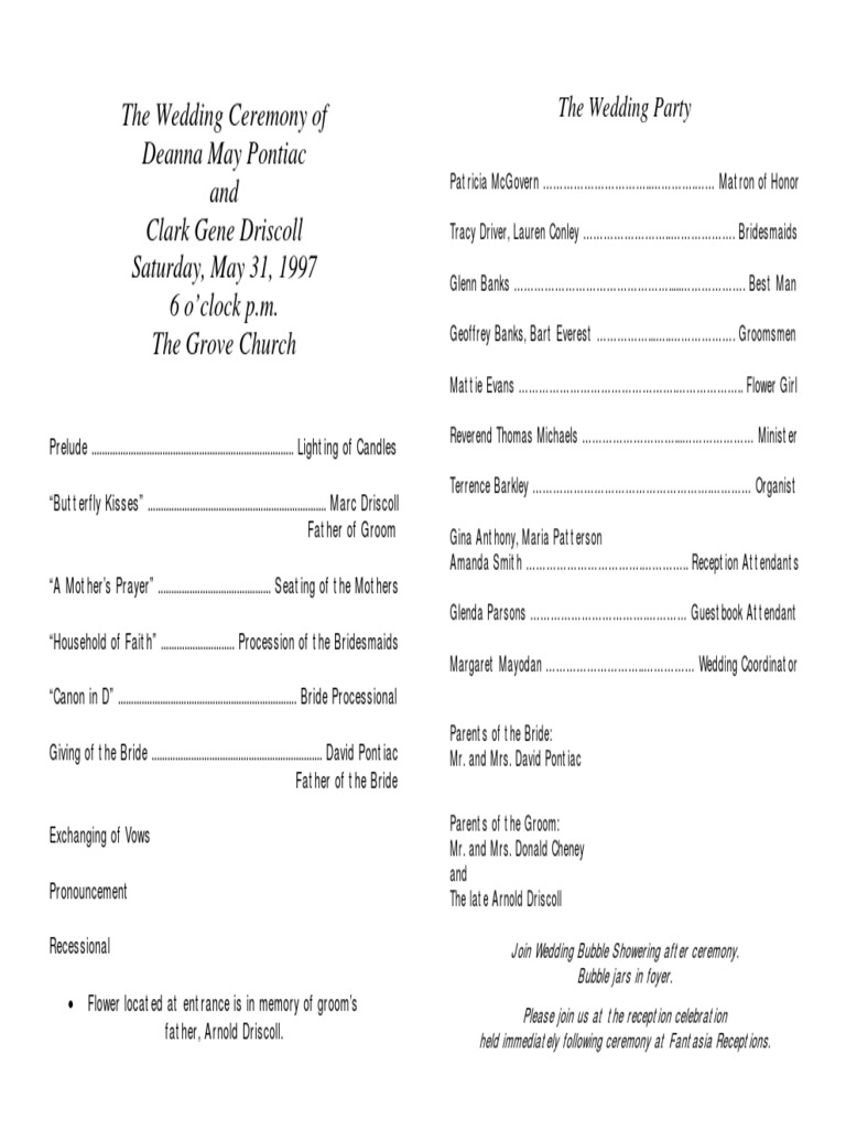 Wedding Program 4 | PDF | Wedding | Bridesmaid