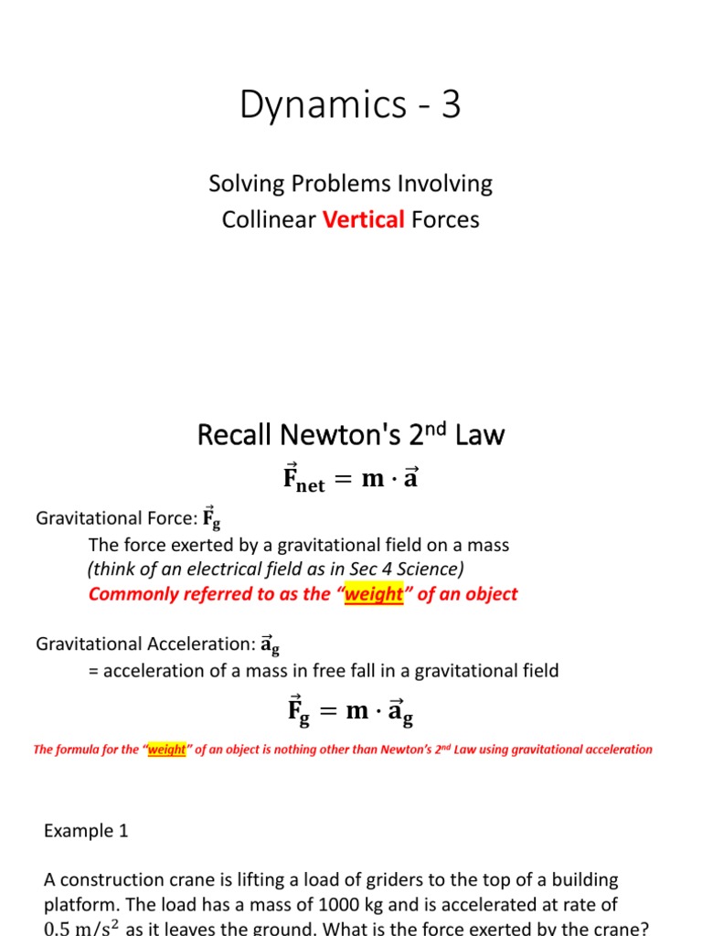 Dynamics - Vertical Forces Notes | PDF | Weight | Force