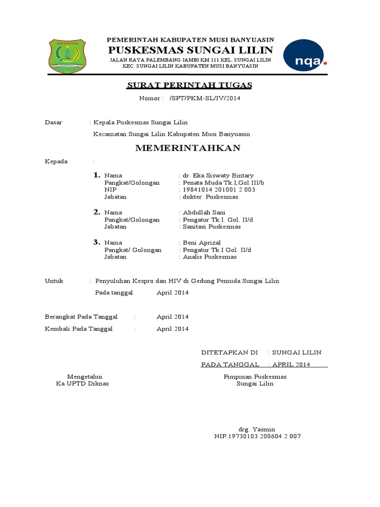 Contoh Surat Tugas | PDF