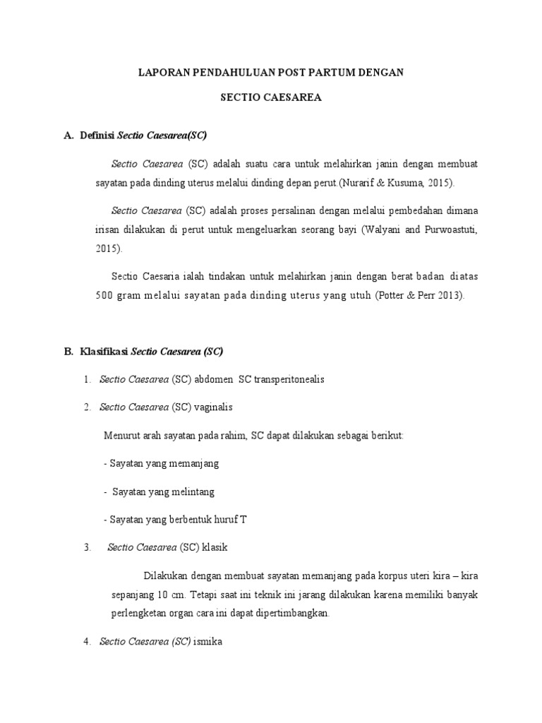 Laporan Post Partum SC | PDF