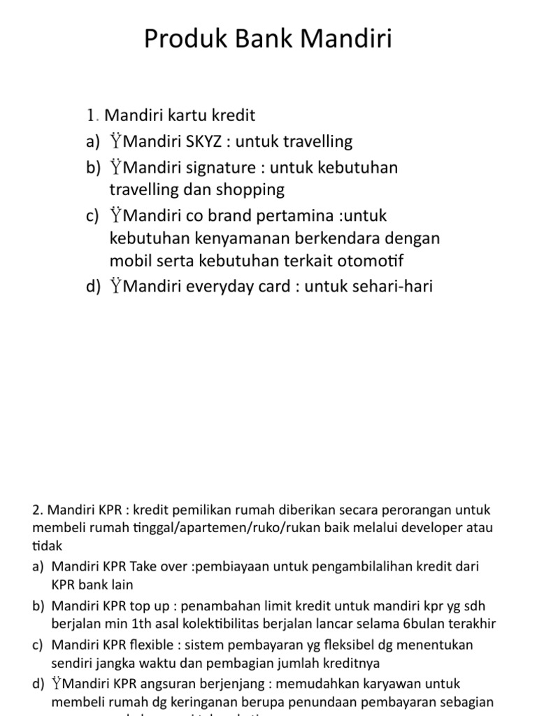 Produk Bank Mandiri | PDF
