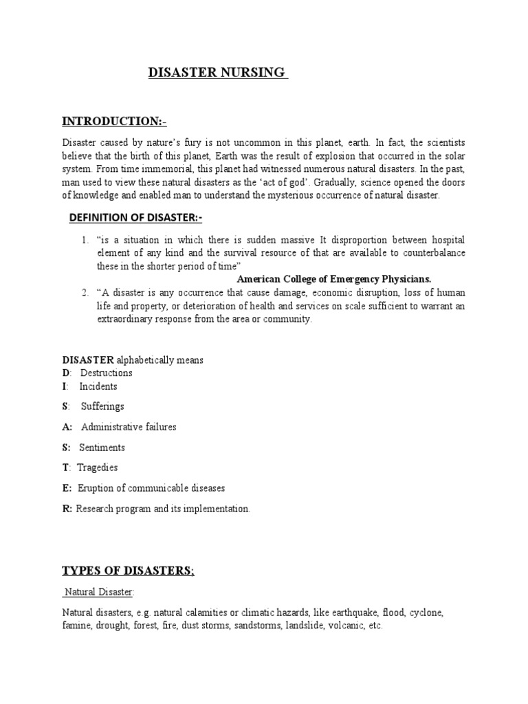 Disaster Nursing | PDF | Natural Disasters | Emergency Management
