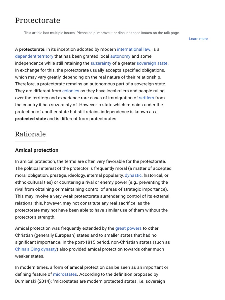 Protectorate | PDF | Foreign Policy | International Relations