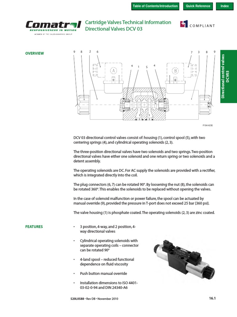 Cartridge Valves Technical Information Directional Valves DCV 03 | PDF ...