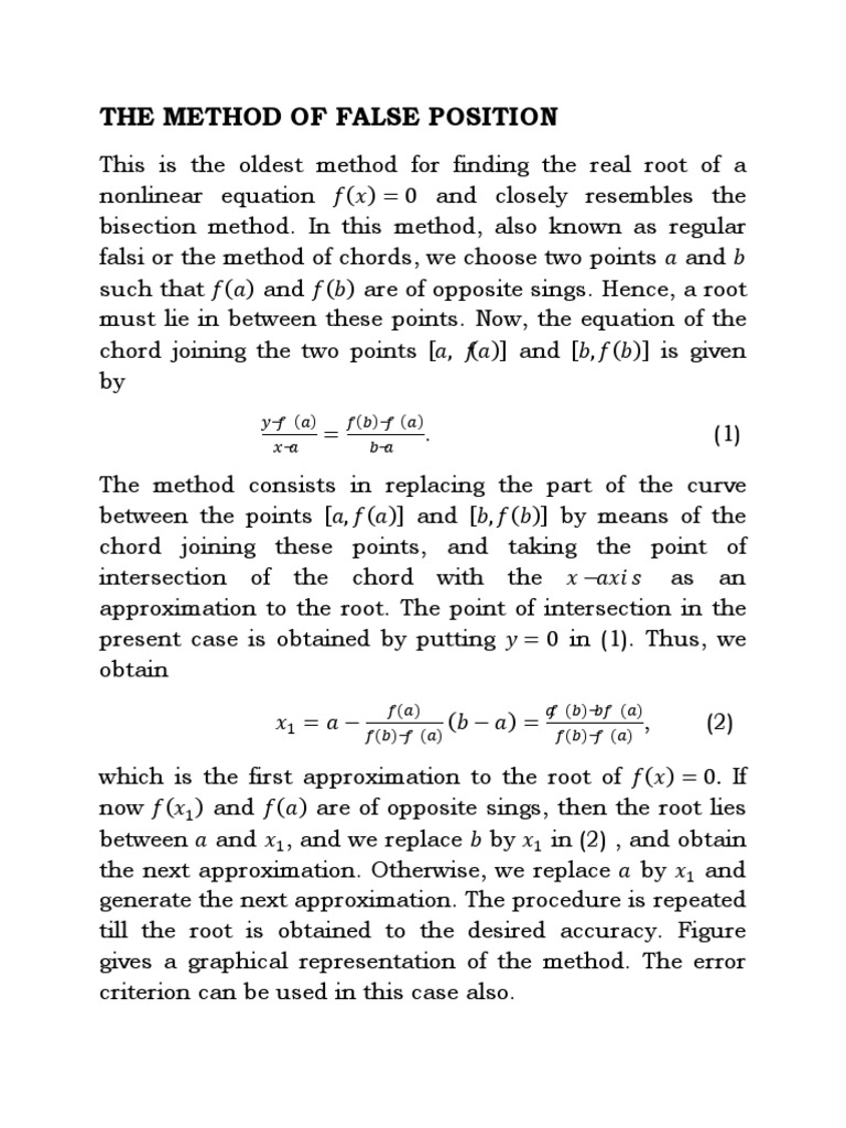 The Method of False Position | PDF | Computational Science | Applied Mathematics