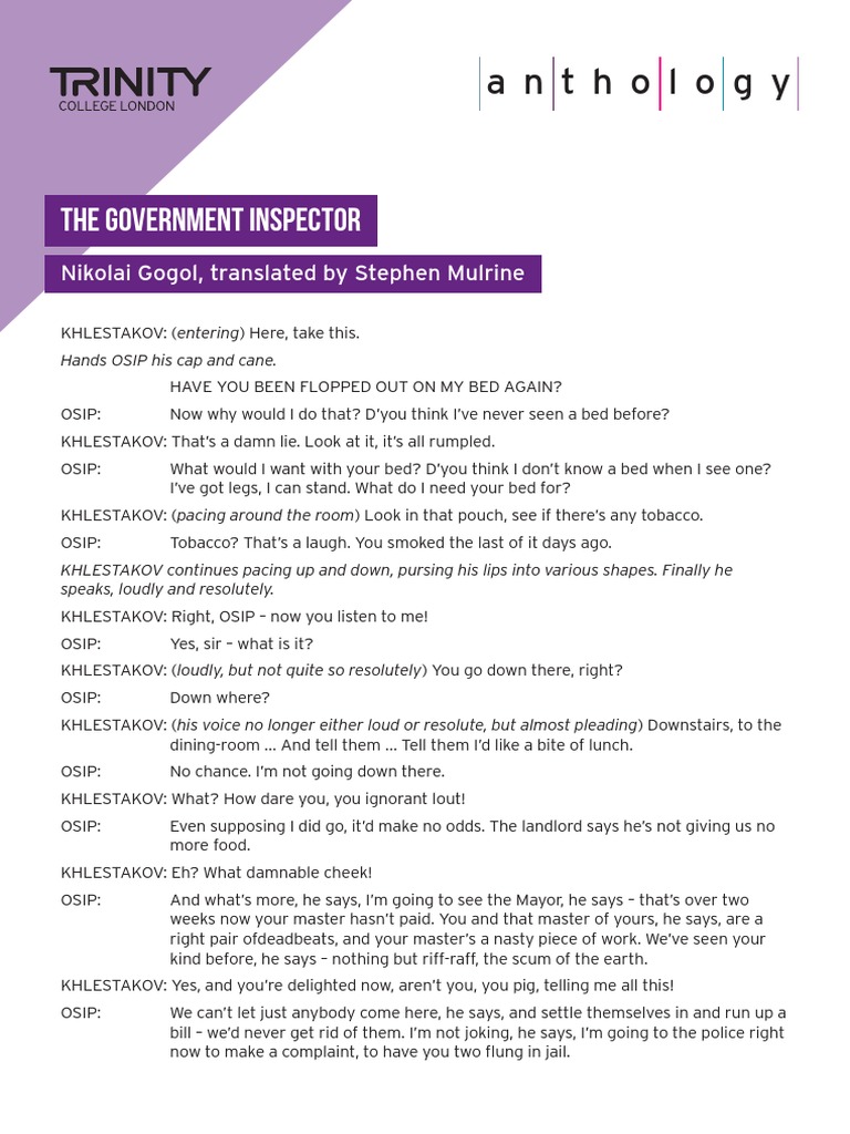 The Government Inspector Excerpt | PDF | Art | Mystery, Thriller ...