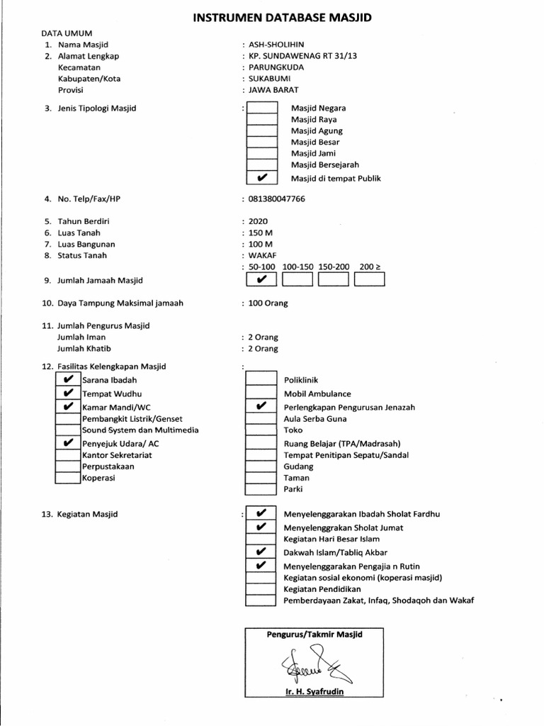 Instrumen Database Masjid | PDF