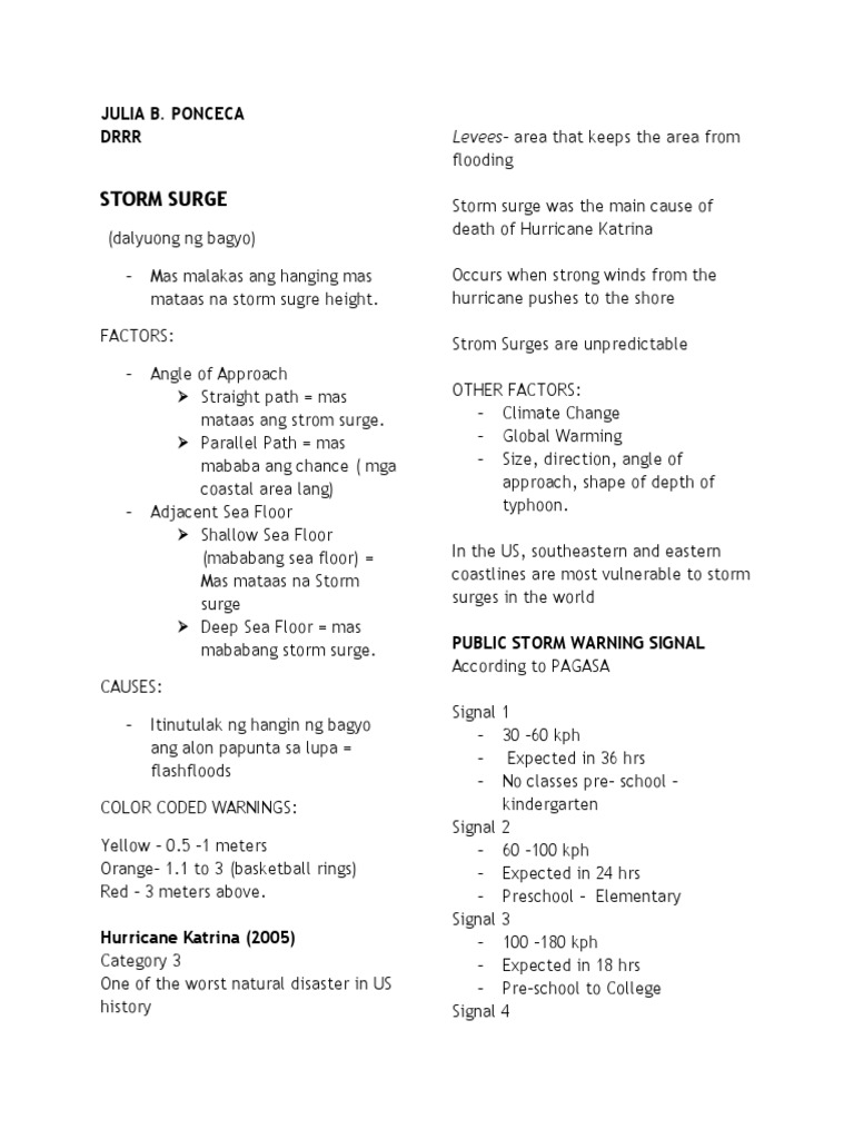 Storm Surge Notes | PDF | Thunderstorm | Rain
