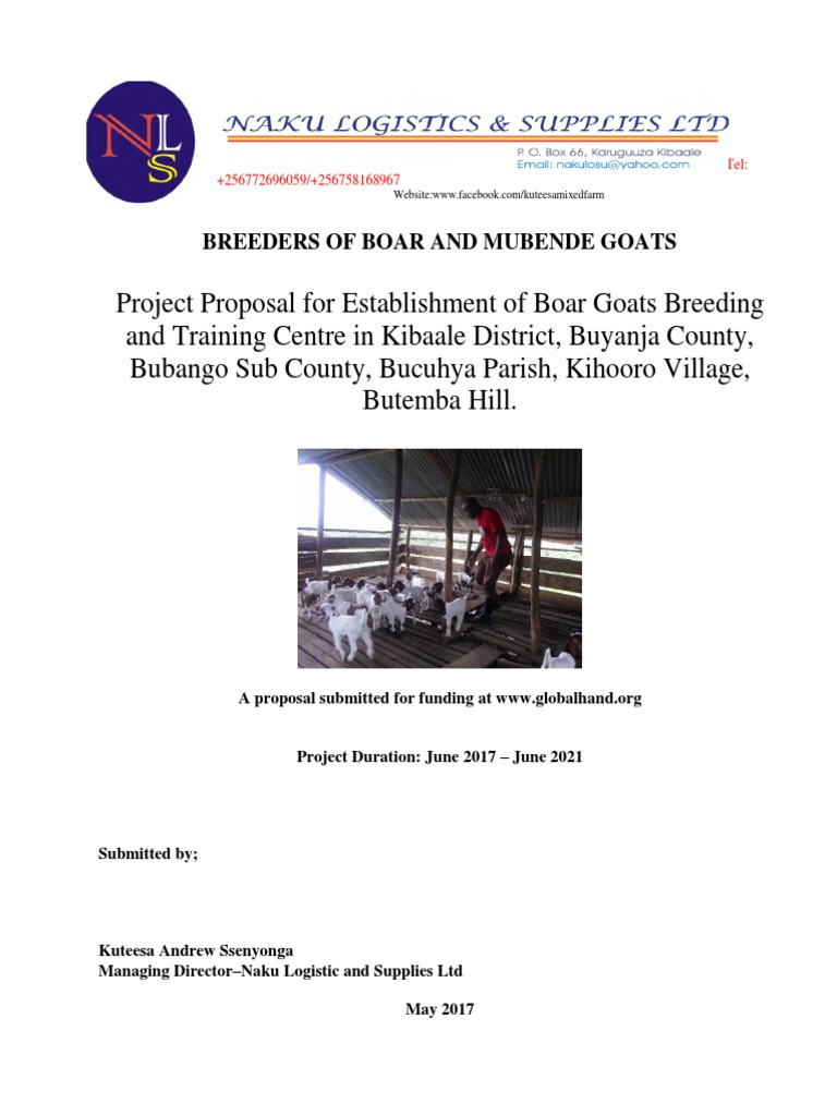Proposal For Establishment of Boar Goats Breeding and Training Centre ...