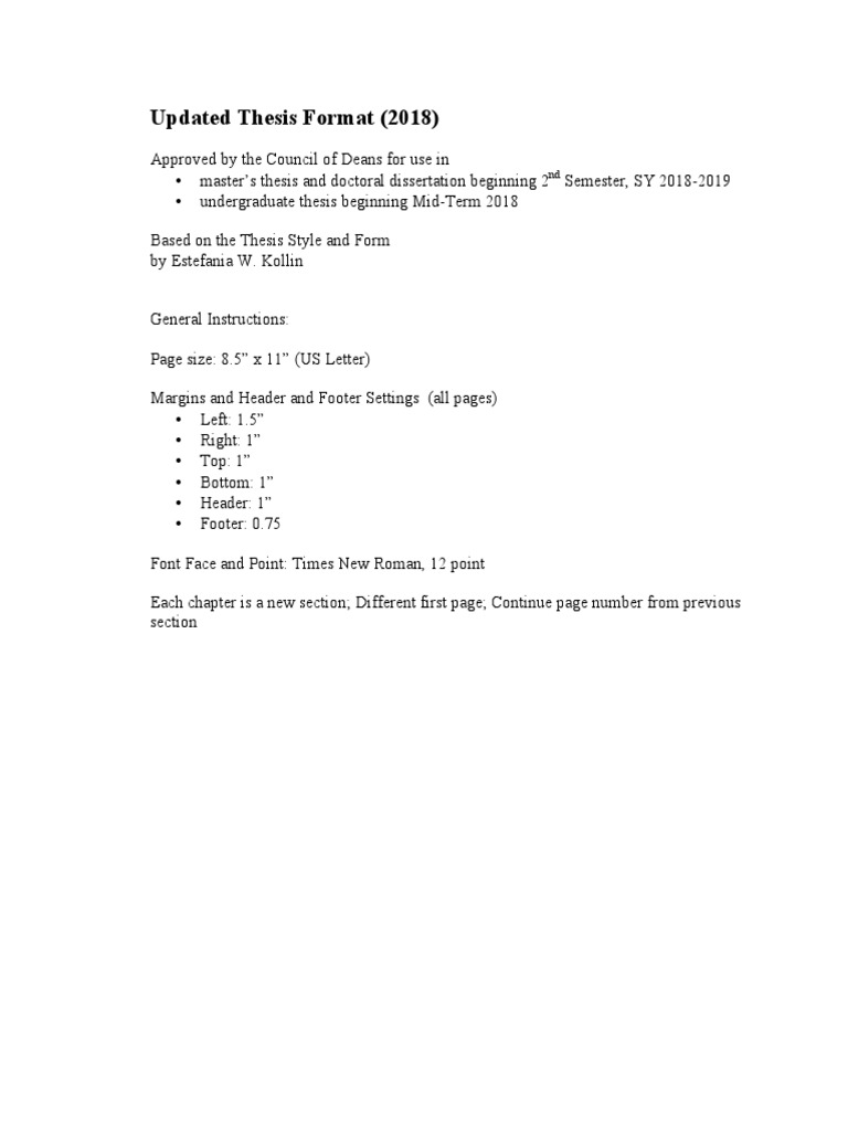 Updated Thesis Format Guidelines 2018 | PDF | Doctor Of Philosophy ...