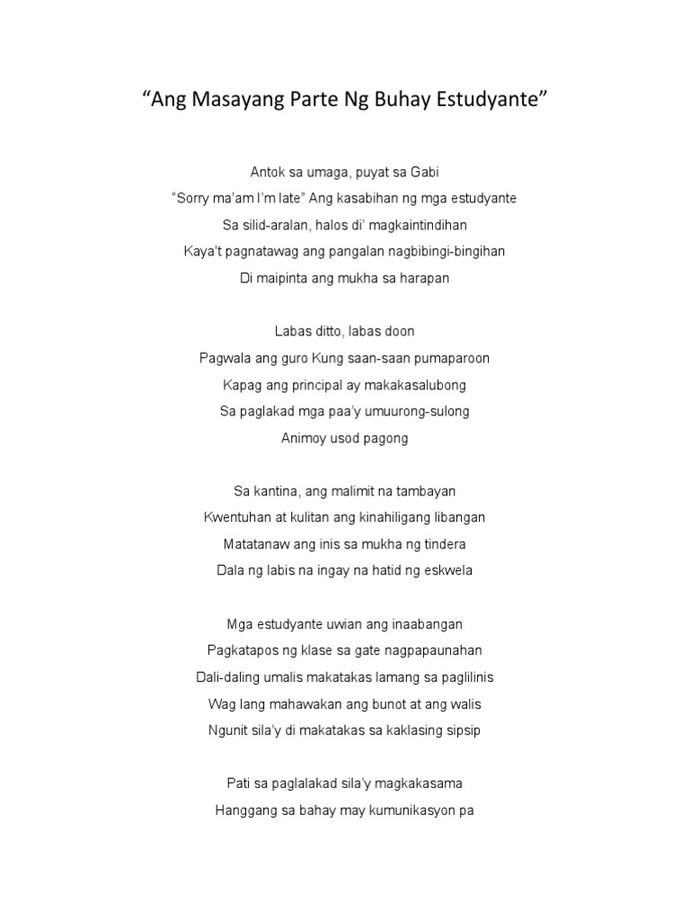 Ang Masayang Parte NG Buhay Estudyante | PDF