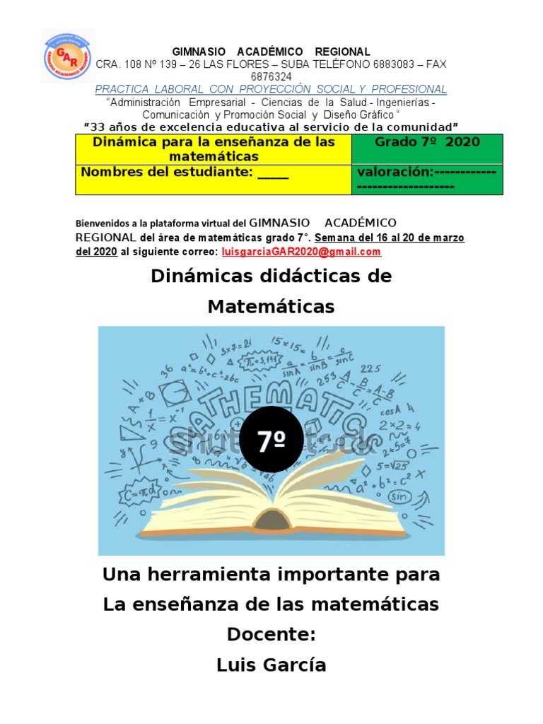 Taller de Matemáticas Retroalimentacion 7°.2020 | PDF | Entero | Números