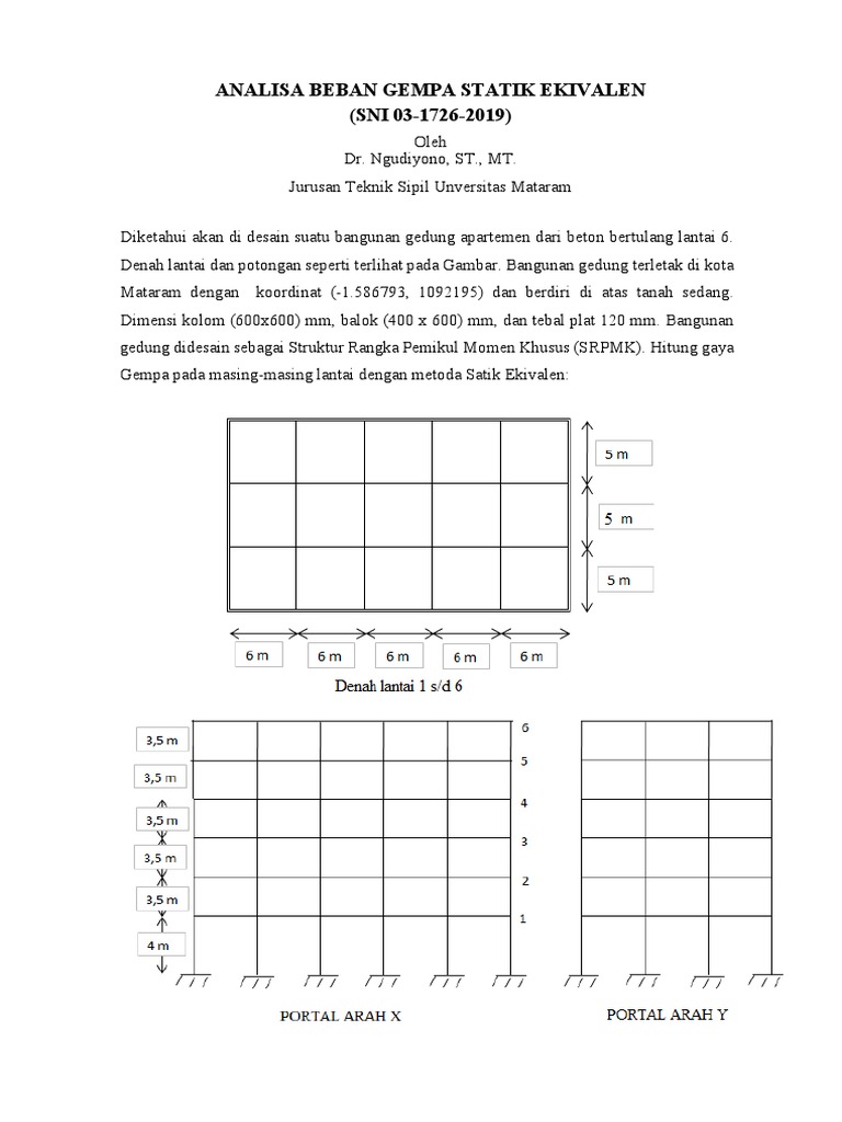 Perhitungan Beban Gempa Statik Ekivalen SNI 1726-2019 | PDF