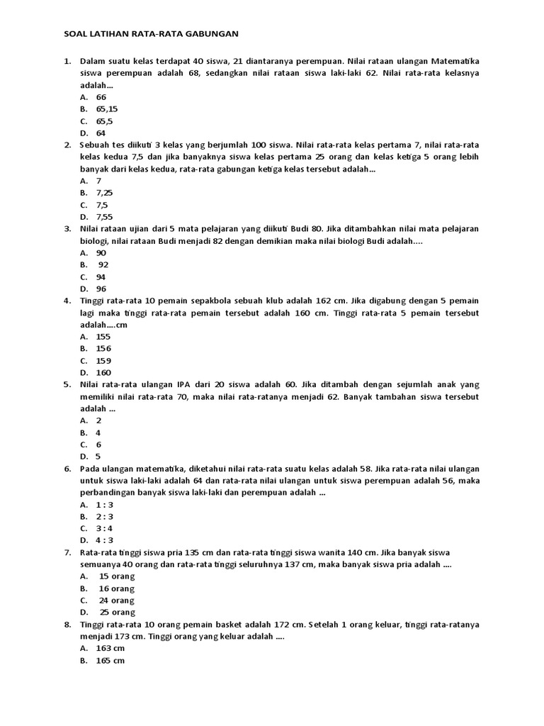 Rata-Rata Gabungan | PDF