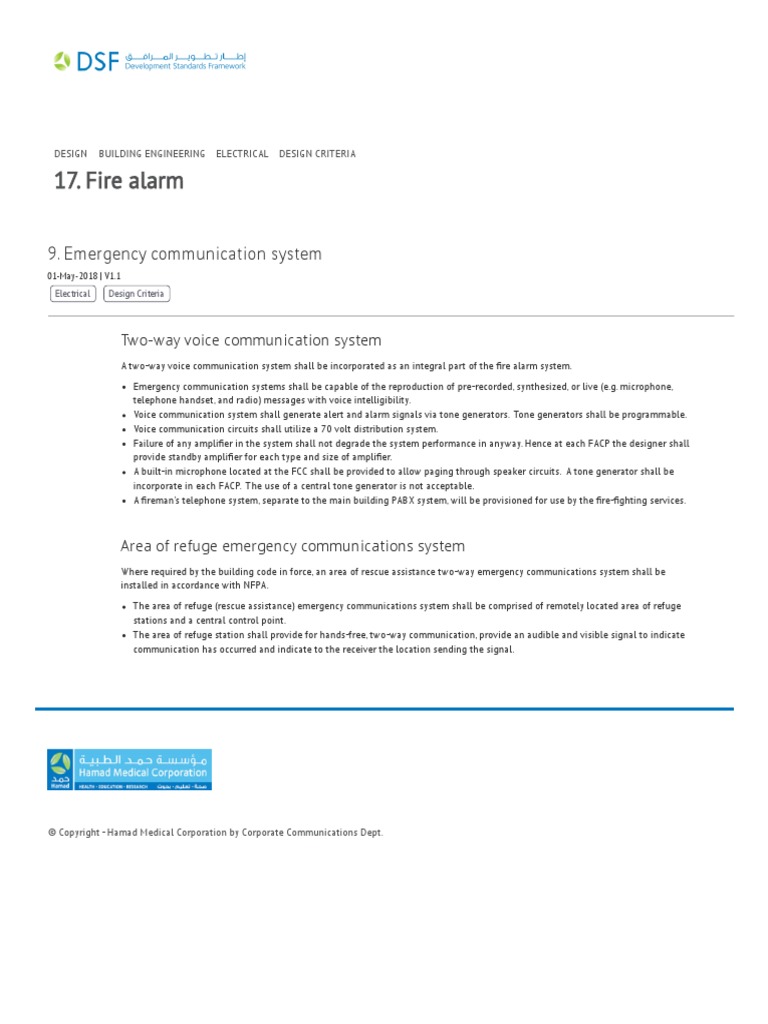 17.9 Design-Criteria Fire-Alarm Emergency-Communication-System | PDF