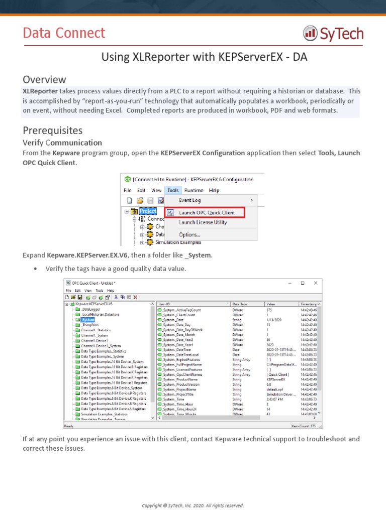 Data Connect: Using Xlreporter With Kepserverex - Da | PDF | Microsoft Windows | Digital Technology