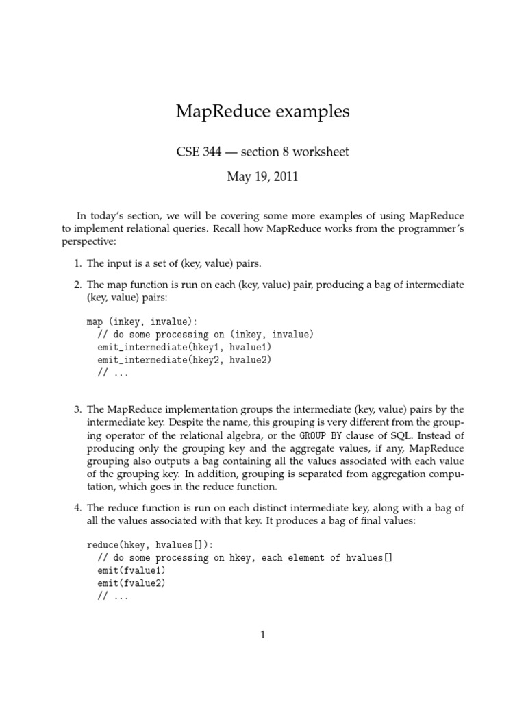 Section8 Mapreduce Solution PDF | PDF | Map Reduce | Relational Database