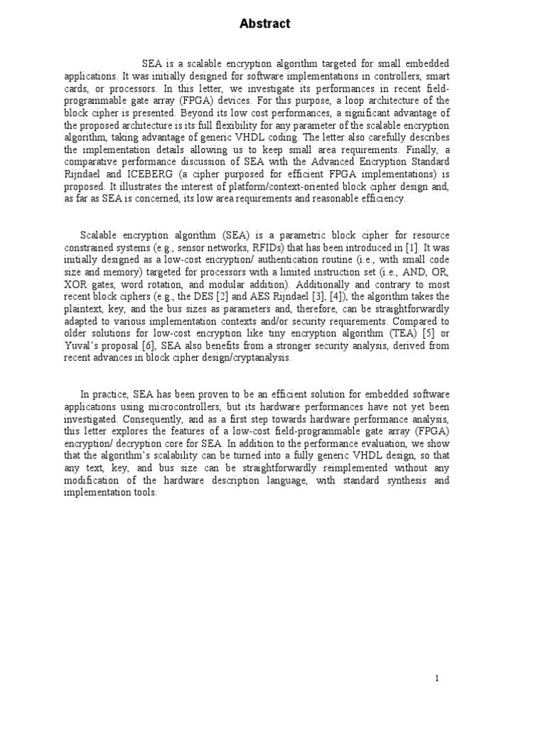 Scalable Encryption Algorithm PDF | PDF | Hardware Description Language ...