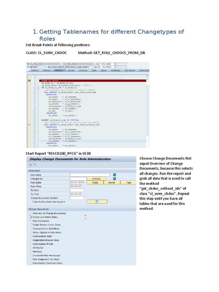 Retrieve Role Change Tables SAP Guide | PDF