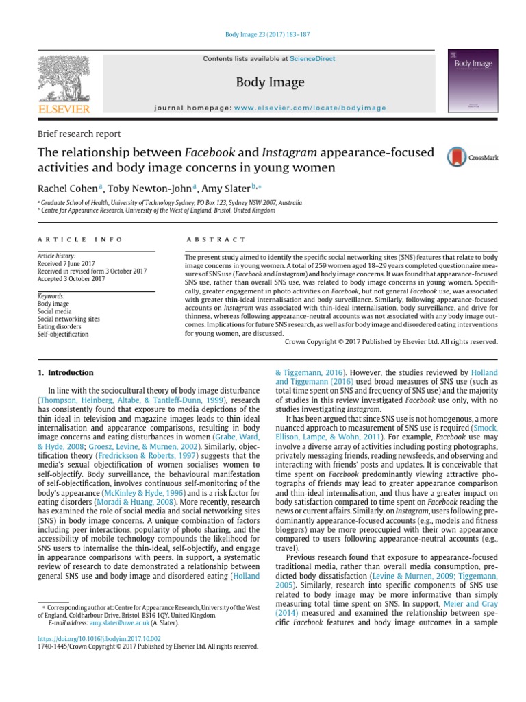 Body Image: Rachel Cohen, Toby Newton-John, Amy Slater | PDF | Body ...