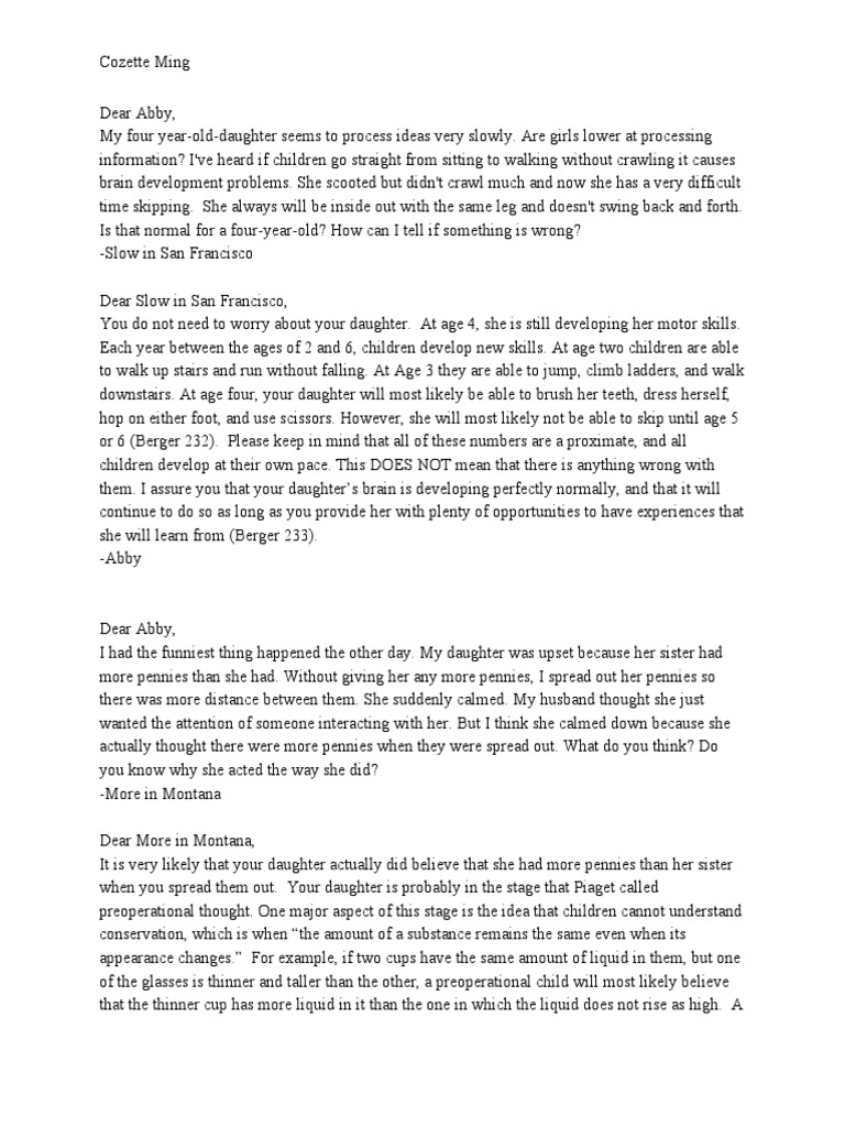 Dear Abby Letters Unit 3 | PDF | Behavioural Sciences | Social Institutions