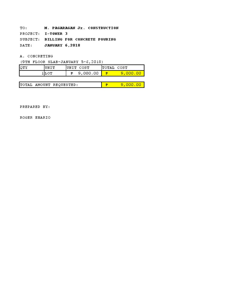 M. Pagaragan Jr. Construction | PDF