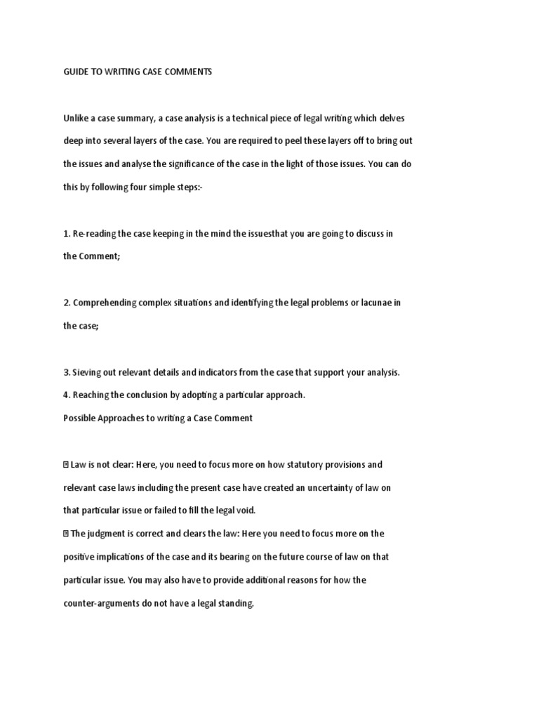 How To Write Case Comment - Simple Guide | PDF | Judgment (Law) | Reason