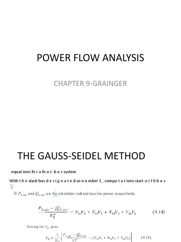 Power Flow Analysis Using the Gauss-Seidel Method: A Step-by-Step ...
